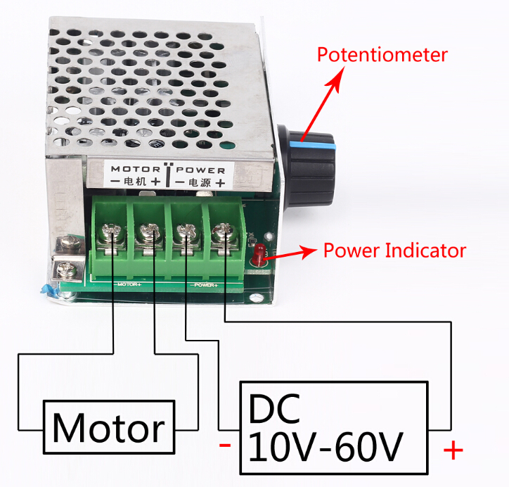 PWM DC Motor Speed Controller | Regulator Switch Potentiometer Module DC 10V-60V 20A
